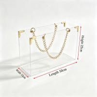 China Clear Acrylic Flower Box Handbag with Gold Chain Handle — Transparent Acrylic Bag Floral Gift Tote for Wedding Favors, Bridesmaid Proposals & Event Deco for sale