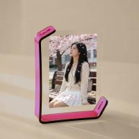 China Pink Transparent Acrylic U-Shaped Photo Frame — Desktop Picture Stand for Home Decor, Custom Sizes & Logo Available for sale
