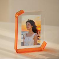 China Pink Transparent Acrylic U-Shaped Photo Frame — Desktop Picture Stand for Home Decor, Custom Sizes & Logo Available for sale