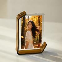 China Pink Transparent Acrylic U-Shaped Photo Frame — Desktop Picture Stand for Home Decor, Custom Sizes & Logo Available for sale