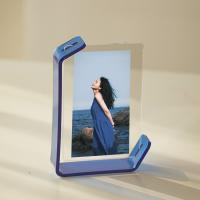 China Pink Transparent Acrylic U-Shaped Photo Frame — Desktop Picture Stand for Home Decor, Custom Sizes & Logo Available for sale