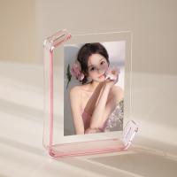 China Pink Transparent Acrylic U-Shaped Photo Frame — Desktop Picture Stand for Home Decor, Custom Sizes & Logo Available for sale