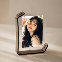 China Pink Transparent Acrylic U-Shaped Photo Frame — Desktop Picture Stand for Home Decor, Custom Sizes & Logo Available for sale