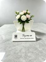 China White Acrylic Bouquet Display Stand, Portable Flower Holder for Wedding Ceremony, Party Events, Florist Shop Counter & Retail Display, Customizable for sale