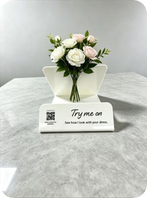 China White Acrylic Bouquet Display Stand, Portable Flower Holder for Wedding Ceremony, Party Events, Florist Shop Counter & Retail Display, Customizable for sale