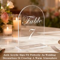 China Custom Acrylic Table Number Stand, Arched Table Sign Holder for Wedding Banquet Party, Desktop Number Display, Custom Logo & Text for sale