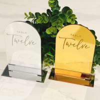 China Custom Acrylic Table Number Stand, Arched Table Sign Holder for Wedding Banquet Party, Desktop Number Display, Custom Logo & Text for sale