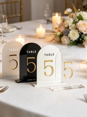 China Custom Acrylic Table Number Stand, Arched Table Sign Holder for Wedding Banquet Party, Desktop Number Display, Custom Logo & Text for sale