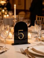 China Custom Acrylic Table Number Stand, Arched Table Sign Holder for Wedding Banquet Party, Desktop Number Display, Custom Logo & Text for sale