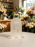 China Custom Acrylic Table Number Stand, Arched Table Sign Holder for Wedding Banquet Party, Desktop Number Display, Custom Logo & Text for sale