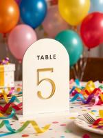 China Custom Acrylic Table Number Stand, Arched Table Sign Holder for Wedding Banquet Party, Desktop Number Display, Custom Logo & Text for sale