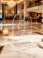 China Custom Acrylic Table Number Stand, Arched Table Sign Holder for Wedding Banquet Party, Desktop Number Display, Custom Logo & Text for sale