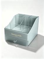 China Acrylic Makeup Organizer with Drawer, Frosted Acrylic Cosmetic Storage Box, Desktop Skincare Display Stand, Vanity Organizer with Dividers for sale