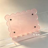 China Scalloped Edge Acrylic Magnetic Photo Frame, Fridge Magnet Picture Holder For Instax Mini Photos for sale