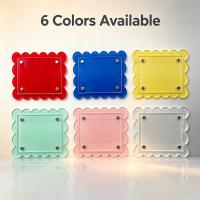 China Scalloped Edge Acrylic Magnetic Photo Frame, Fridge Magnet Picture Holder For Instax Mini Photos for sale