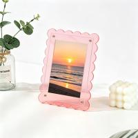 China Scalloped Edge Acrylic Magnetic Photo Frame, Fridge Magnet Picture Holder For Instax Mini Photos for sale