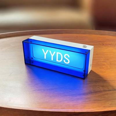 China Magnetic replaceable cover acrylic desktop mini light box, USB rechargeable business sign atmosphere lamp for bars for sale