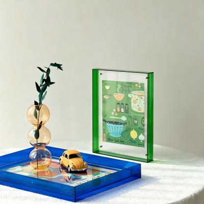China Ins-style acrylic photo frame stand, transparent & colorful square picture frame, DIY photo and poster mounting frame for wall hanging for sale