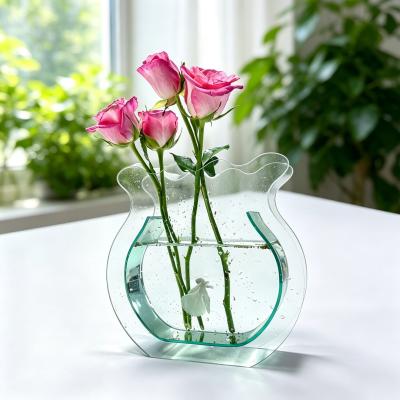 China Fish Shaped Acrylic Vase | Clear Flower Vase & Mini Fish Bowl | Modern Table Centerpiece for Wedding, Home & Office Decor for sale