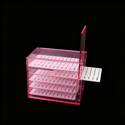 China 5-Layer Acrylic Lash Extension Storage Box, Clear Lash Tile Holder Organizer with Measurement Scale for Lash Tech Supplies & Salon for sale