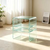 China Clear Acrylic Nightstand 2 Tier Open Storage Side Table Modern Transparent End Table for Bedroom Living Room Decor for sale