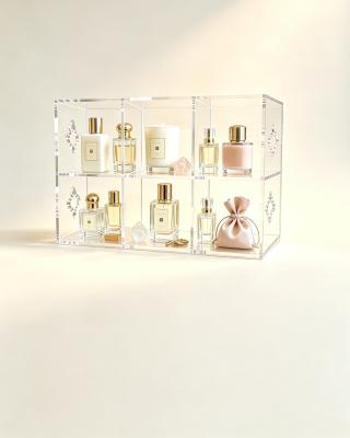 China Acrylic 9 Grid Display Cabinet, Clear Cube Organizer for Crystals, Perfume, Jewelry & Collectibles for sale
