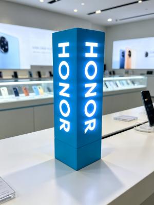 China desktop logo light box, acrylic counter lightbox, vertical illuminated sign, custom brand led display, retail shop counter signage, electronics store logo light box for sale
