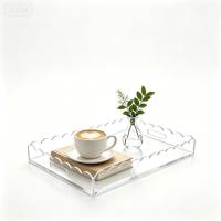 China Custom Acrylic Decorative Tray, Scalloped Acrylic Tray With Cutout Handles for sale