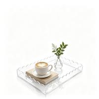 China Custom Acrylic Decorative Tray, Scalloped Acrylic Tray With Cutout Handles for sale