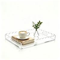 China Custom Acrylic Decorative Tray, Scalloped Acrylic Tray With Cutout Handles for sale