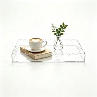 China Custom Acrylic Decorative Tray, Scalloped Acrylic Tray With Cutout Handles for sale
