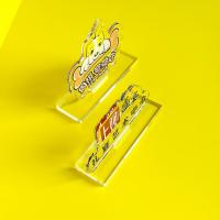 China Custom Shaped Acrylic Desktop Sign, Clear Acrylic Logo Stand for Shop Reception for sale