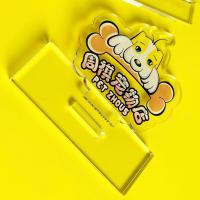 China Custom Shaped Acrylic Desktop Sign, Clear Acrylic Logo Stand for Shop Reception for sale