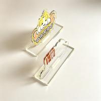 China Custom Shaped Acrylic Desktop Sign, Clear Acrylic Logo Stand for Shop Reception for sale