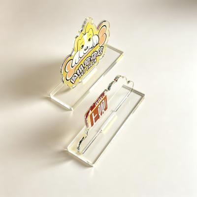 China Custom Shaped Acrylic Desktop Sign, Clear Acrylic Logo Stand for Shop Reception for sale