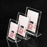 China A4 Clear Acrylic L-shaped Table Tent, Slant Magnetic Menu Holder, Desktop Menu & Price Display Stand, A5 Table Ten for sale