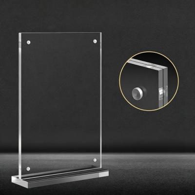 China Magnetic Acrylic Table Sign Holder, L Shape Clear Acrylic Price Display Stand for Retail Shop for sale