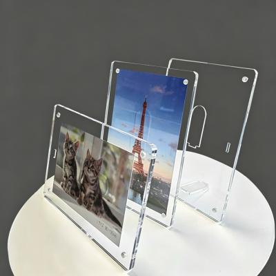 China A4 Clear Acrylic L-shaped Table Tent, Slant Magnetic Menu Holder, Desktop Menu & Price Display Stand, A5 Table Ten for sale