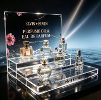 China 3-Tier Acrylic Display Stand with Back Panel, Clear Cosmetic Perfume Organizer for Retail Counter & Vanity for sale