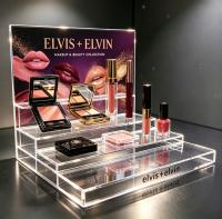 China 3-Tier Acrylic Display Stand with Back Panel, Clear Cosmetic Perfume Organizer for Retail Counter & Vanity for sale