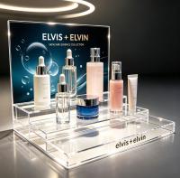 China 3-Tier Acrylic Display Stand with Back Panel, Clear Cosmetic Perfume Organizer for Retail Counter & Vanity for sale