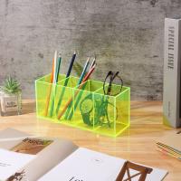 China Colorful Acrylic 4 Compartments Desk Organizer, Acrylic Pen Holder Desktop Storage Caddy for sale