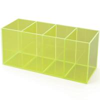 China Colorful Acrylic 4 Compartments Desk Organizer, Acrylic Pen Holder Desktop Storage Caddy for sale