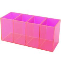 China Colorful Acrylic 4 Compartments Desk Organizer, Acrylic Pen Holder Desktop Storage Caddy for sale