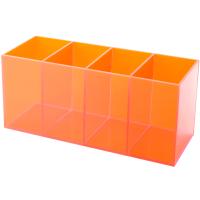 China Colorful Acrylic 4 Compartments Desk Organizer, Acrylic Pen Holder Desktop Storage Caddy for sale