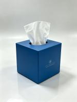 China Custom Matte Blue Acrylic Tissue Box, Hotel Guest Room Square Tissue Holder for sale