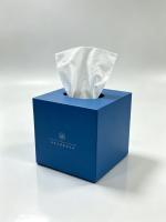 China Custom Matte Blue Acrylic Tissue Box, Hotel Guest Room Square Tissue Holder for sale