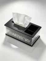 China Black Matte & Wavy Clear Acrylic Tissue Box, 2-in-1 Hotel Tissue Holder for sale