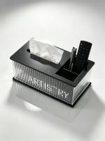 China Black Matte & Wavy Clear Acrylic Tissue Box, 2-in-1 Hotel Tissue Holder for sale
