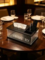 China Black Matte & Wavy Clear Acrylic Tissue Box, 2-in-1 Hotel Tissue Holder for sale